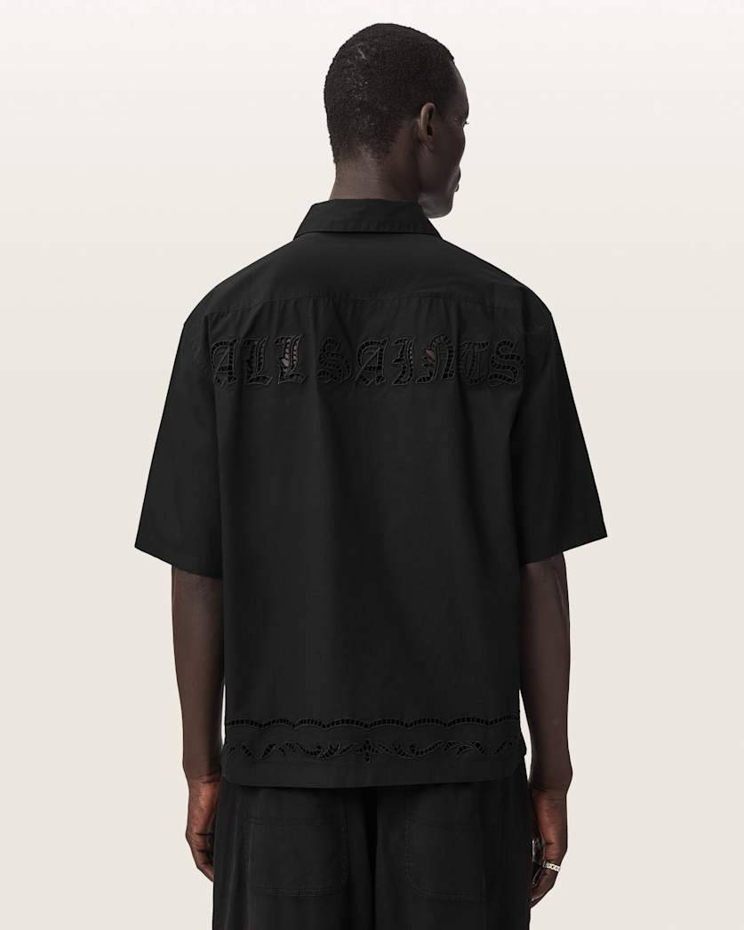 Field Oversized Short Sleeve Cotton Shirt Jet Black | ALLSAINTS